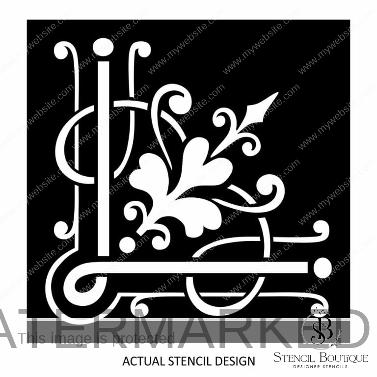 Anna Damask Corner Stencil - Stencil Boutique