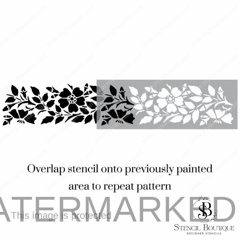 Aurora Floral Border Stencil - Stencil Boutique