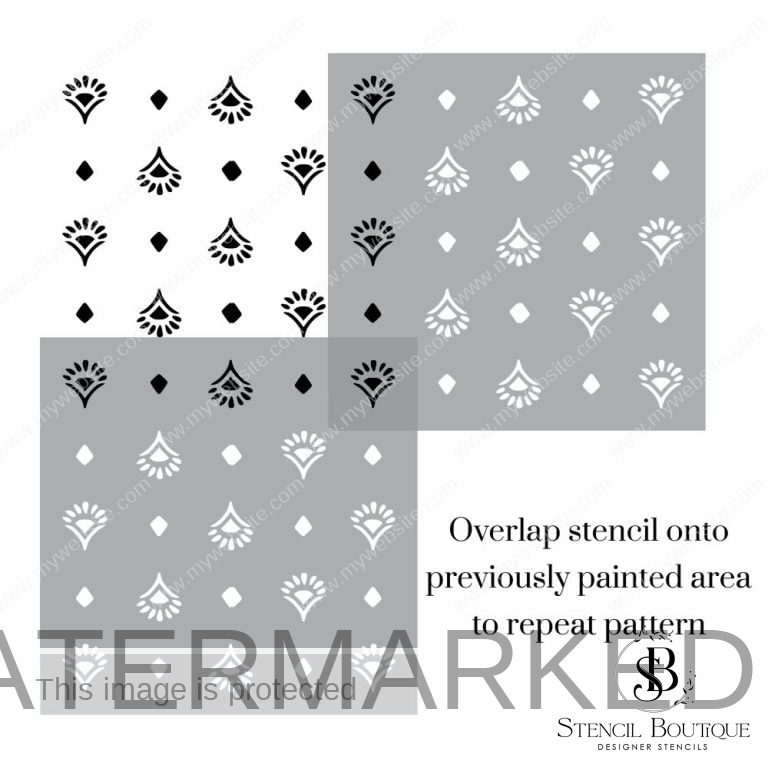 Boho Flower Allover Stencil - Stencil Boutique
