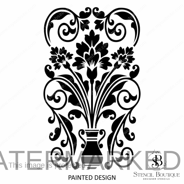 Clara Floral Urn Stencil - Stencil Boutique