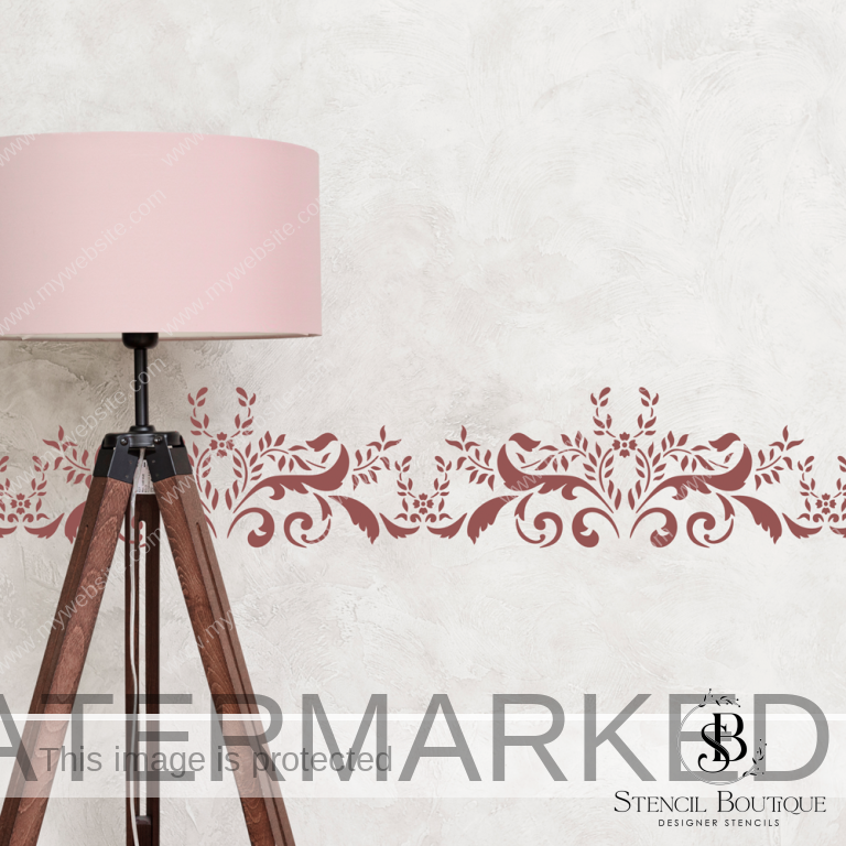 Ornate Floral Border Stencil - Stencil Boutique