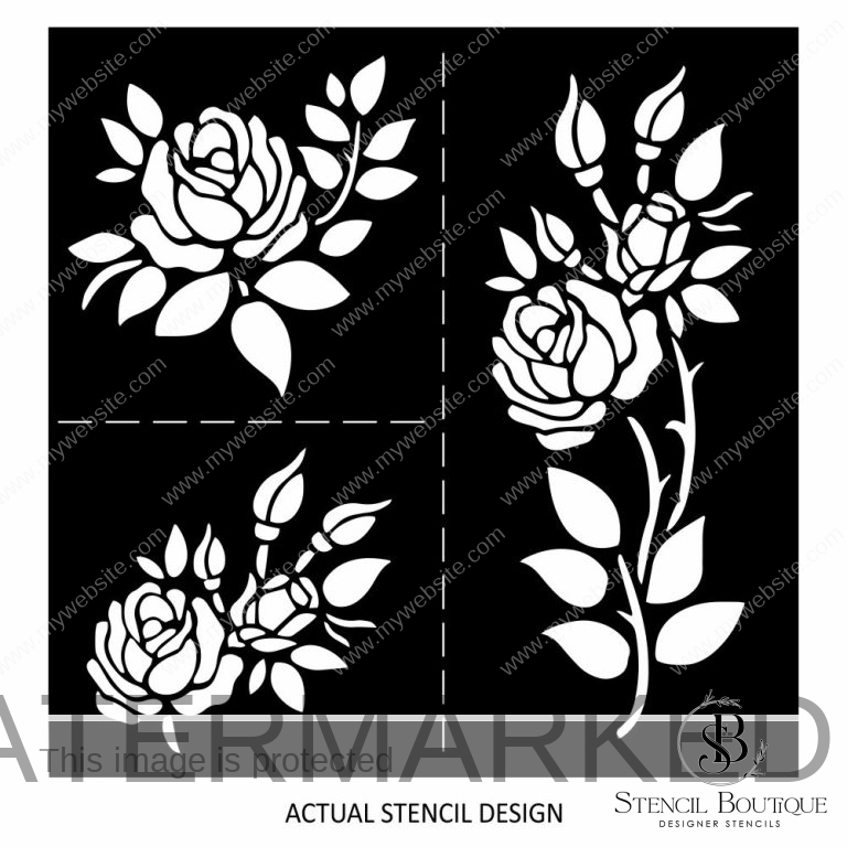 Rose Clusters Stencil Kit - Stencil Boutique