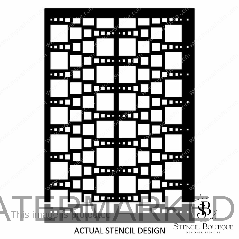 Square Deco Wallpaper Stencil - Stencil Boutique