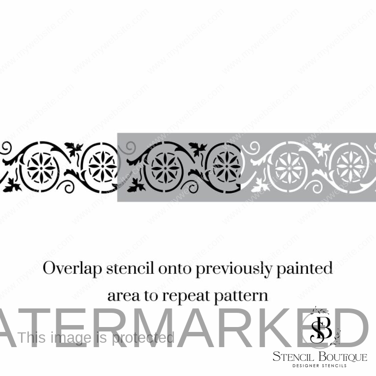 Viola Scroll Border Stencil - Stencil Boutique