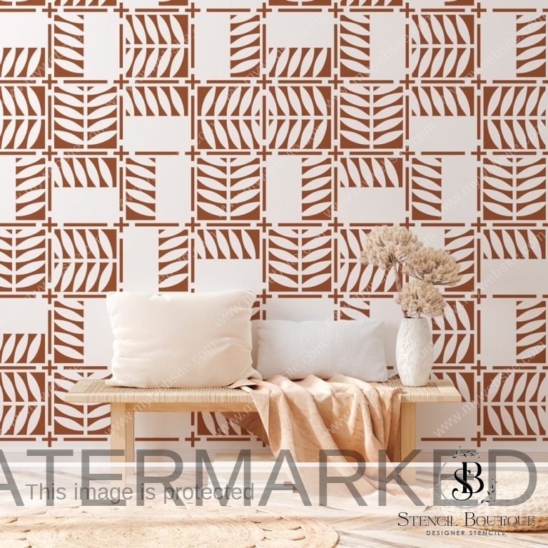 Abstract Leaf Allover Stencil - Stencil Boutique