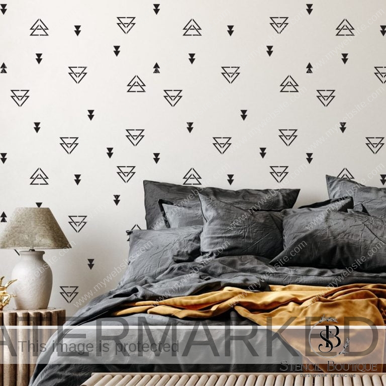 Geo Triangle Allover Stencil - Stencil Boutique