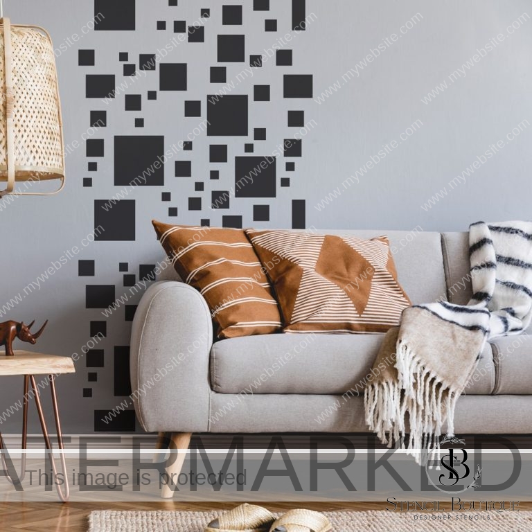 Hip 2 Be Square Allover Stencil - Stencil Boutique