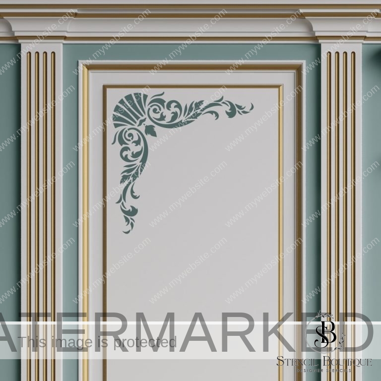 Olympus Damask Corner Stencil - Stencil Boutique