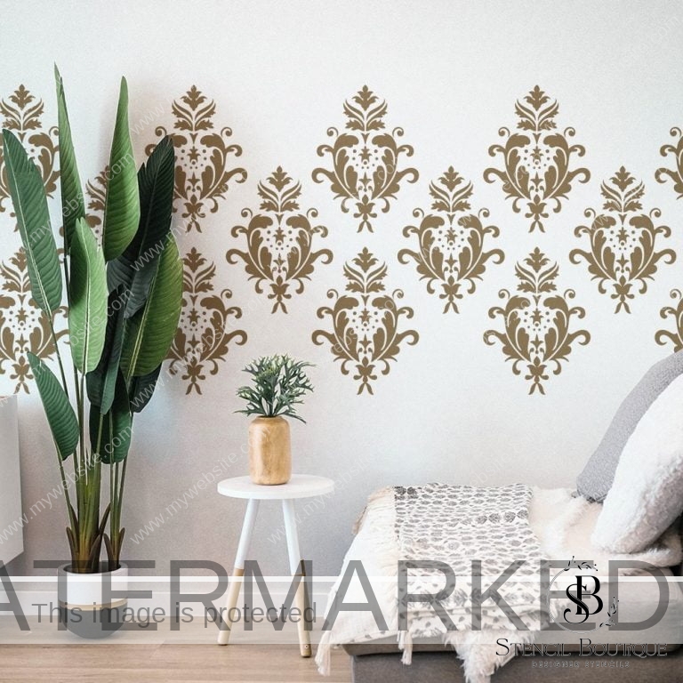 Zar Damask Stencil - Stencil Boutique