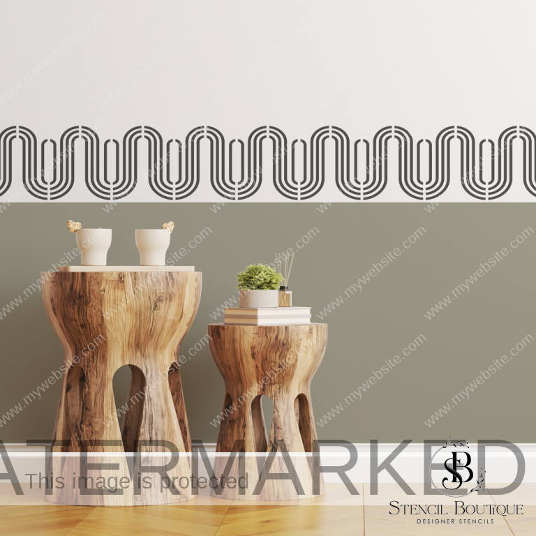 Retro Soundwave Allover Stencil - Stencil Boutique